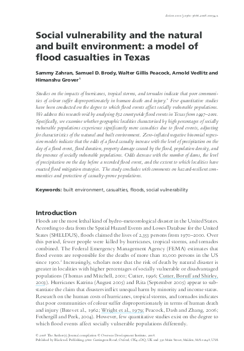 (PDF) Social vulnerability and the natural and built environment: a ...