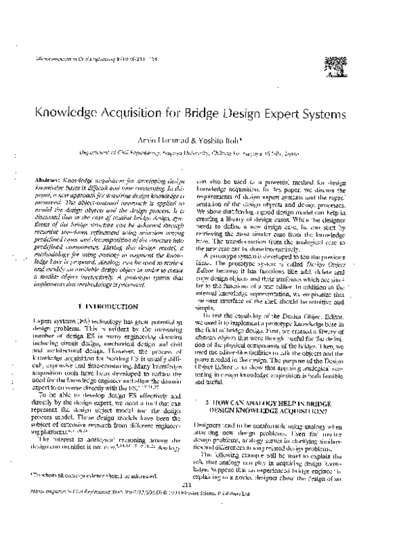(PDF) Knowledge Acquisition for Bridge Design Expert Systems