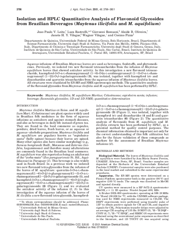 Pdf Isolation And Hplc Quantitative Analysis Of Flavonoid Glycosides From Brazilian Beverages