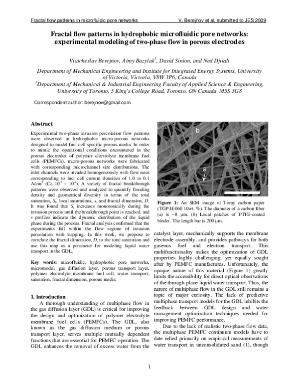 (PDF) Fractal Flow Patterns in Hydrophobic Microfluidic Pore Networks: Experimental Modeling of ...