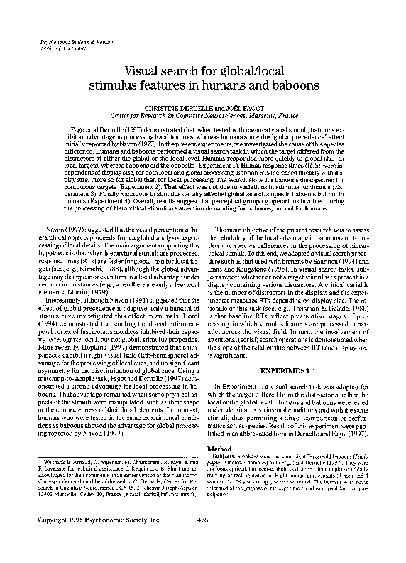 (PDF) Visual search for global/local stimulus features in humans and ...