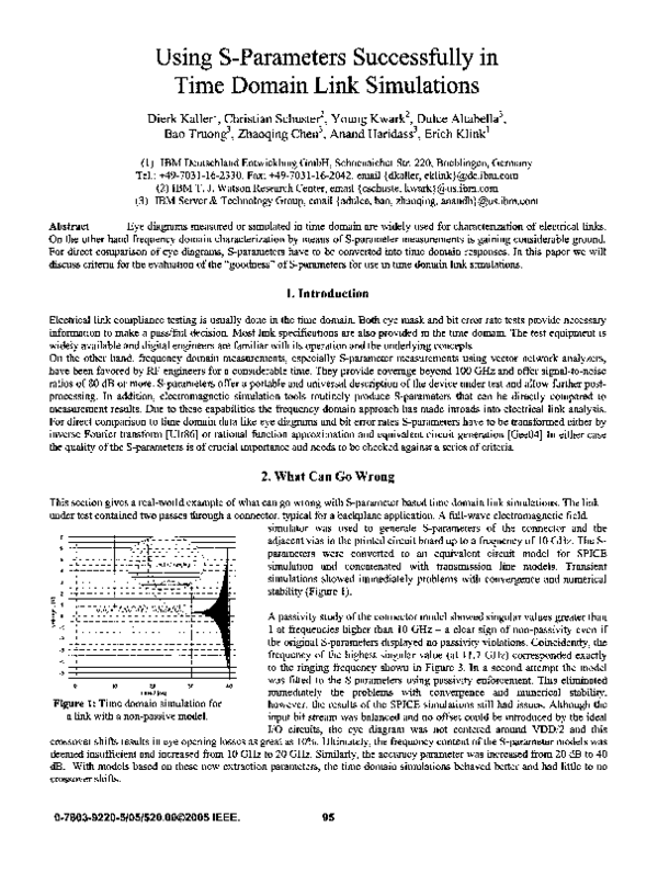 (PDF) Using S-parameters successfully in time domain link simulations