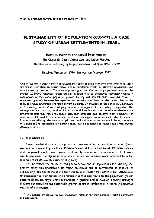 (PDF) SUSTAINABILITY OF POPULATION GROWTH: A CASE STUDY OF URBAN ...