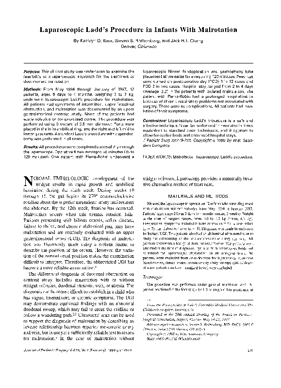 (PDF) Laparoscopic Ladd's procedure in infants with malrotation ...