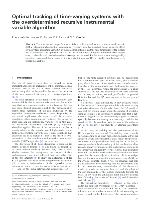 Pdf Optimal Tracking Of Time Varying Systems With The Overdetermined