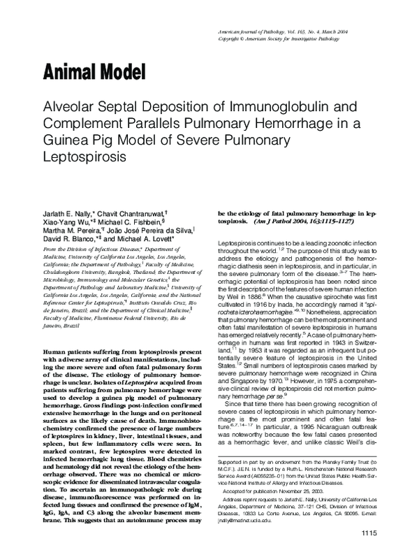 (PDF) Alveolar Septal Deposition of Immunoglobulin and Complement ...