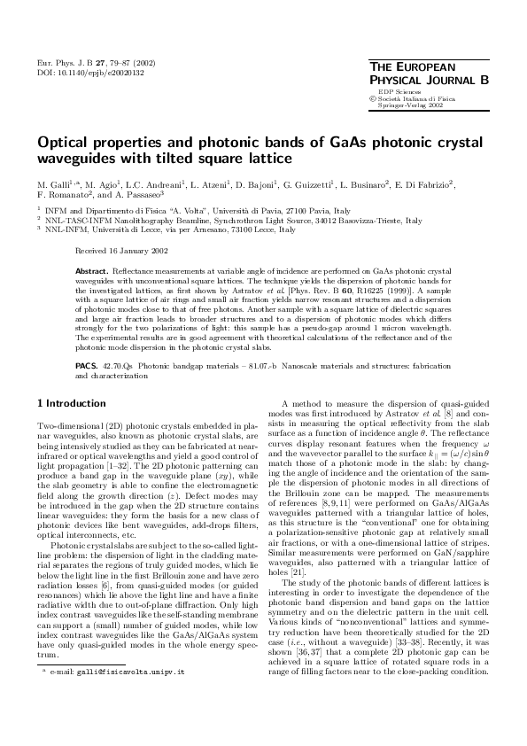 (PDF) Optical properties and photonic bands of GaAs photonic crystal ...