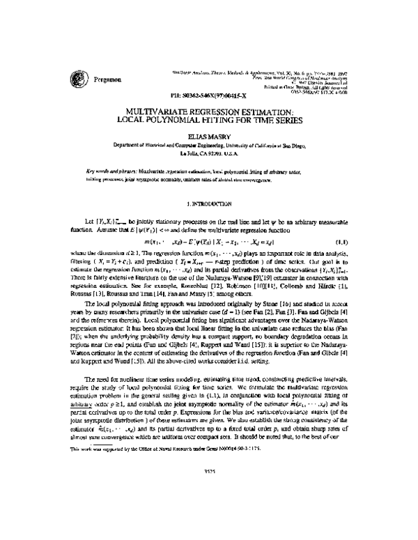 Pdf Multivariate Regression Estimation Local Polynomial Fitting For