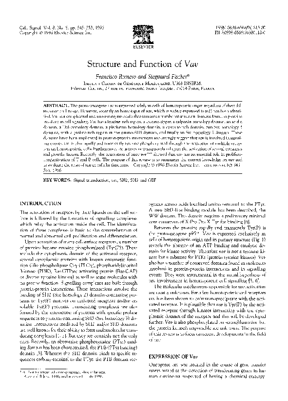 (PDF) Structure and function of vav