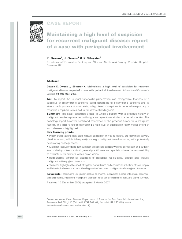 (PDF) Maintaining a high level of suspicion for recurrent malignant ...