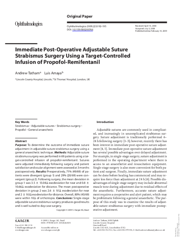 (PDF) Immediate Post-Operative Adjustable Suture Strabismus Surgery ...