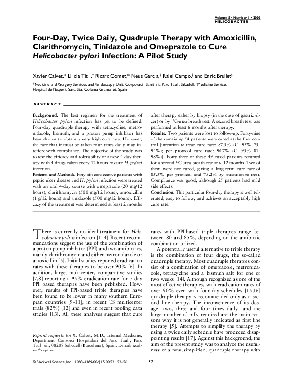 (PDF) Four-Day, Twice Daily, Quadruple Therapy with Amoxicillin ...
