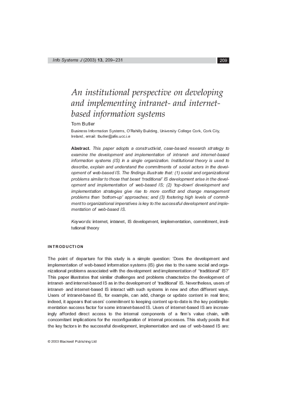 (PDF) An institutional perspective on developing and implementing intranet- and internet-based ...