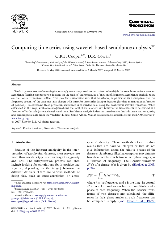 Pdf Comparing Time Series Using Wavelet Based Semblance Analysis