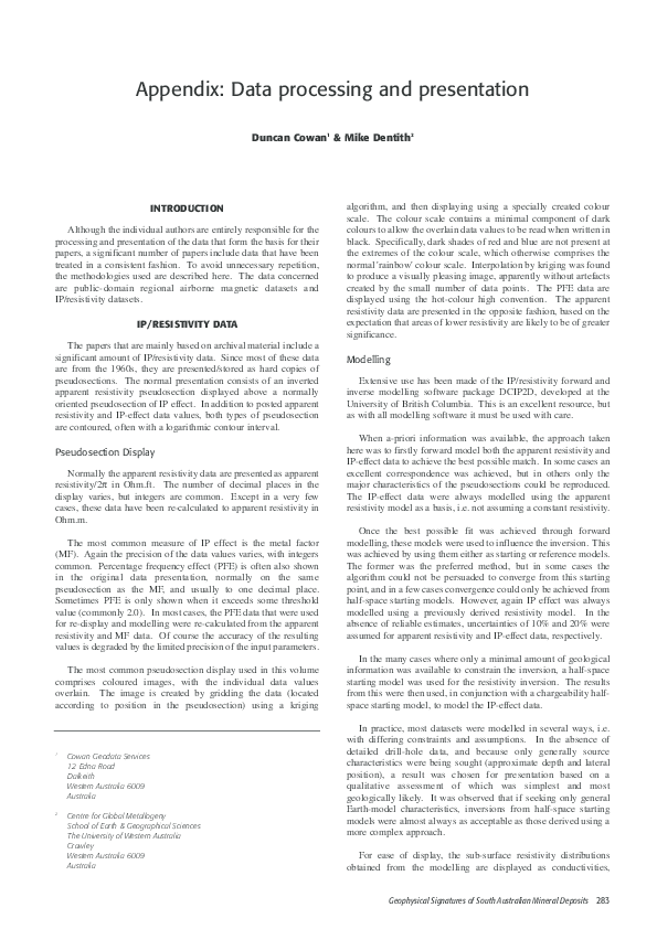(PDF) Appendix: Data processing and presentation
