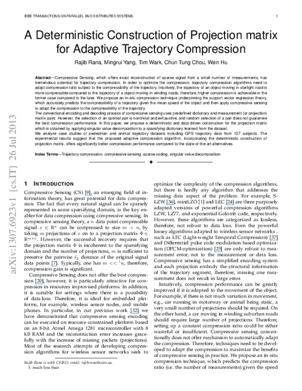 (PDF) A Deterministic Construction of Projection matrix for Adaptive ...