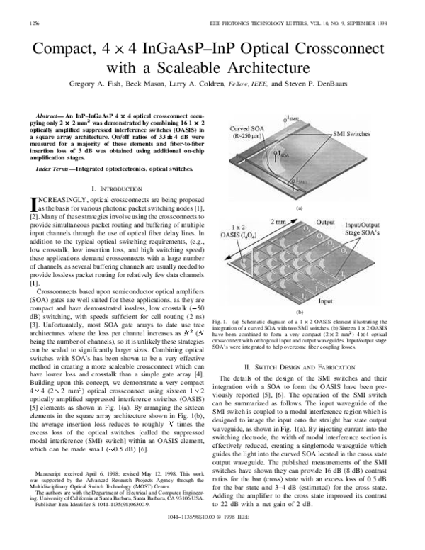 (PDF) Compact, 4×4 InGaAsP-InP optical crossconnect with a scaleable architecture