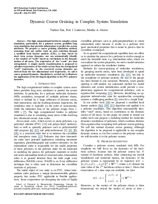 (PDF) Dynamic coarse graining in complex system simulation