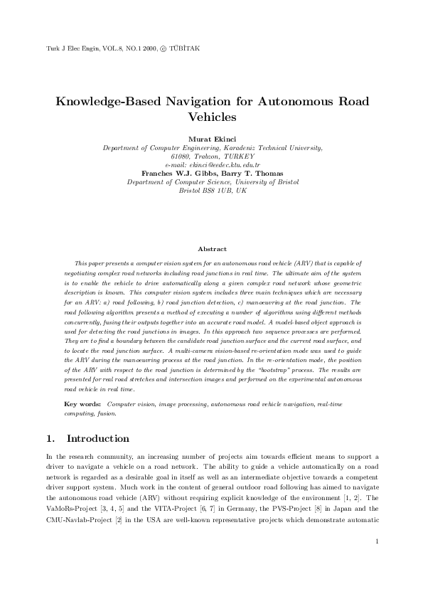 (PDF) Knowledge-Based Navigation for Autonomous Road Vehicles