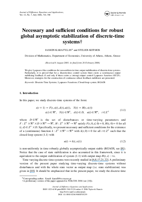 (PDF) Necessary and sufficient conditions for robust stability of the convex-hull of matrices ...