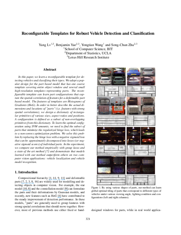 (PDF) Reconfigurable templates for robust vehicle detection and ...