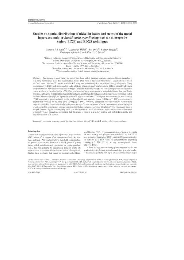 (PDF) Studies on spatial distribution of nickel in leaves and stems of ...