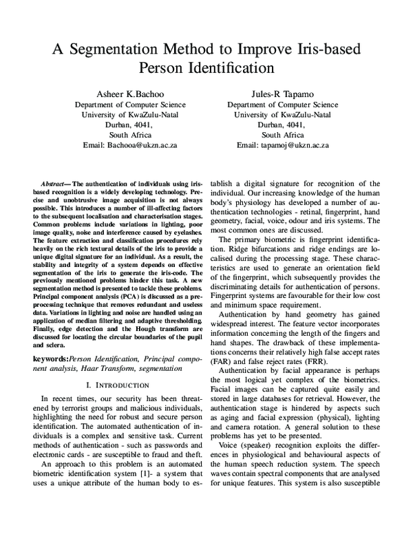 (PDF) A segmentation method to improve iris-based person identification