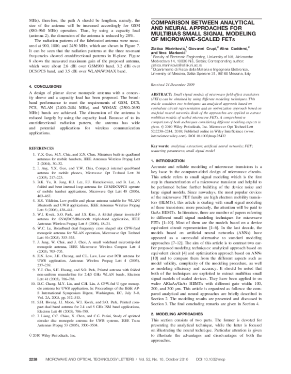 Pdf Comparison Between Analytical And Neural Approaches For Multibias Small Signal Modeling Of