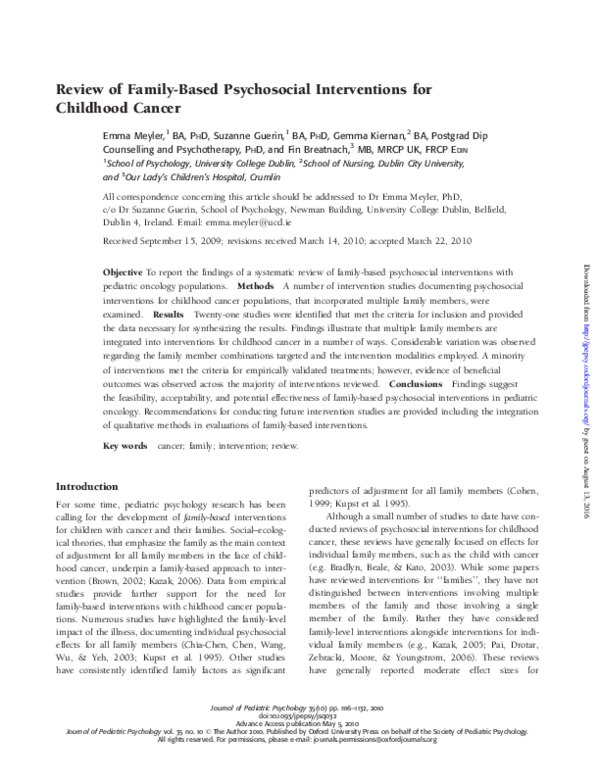 (PDF) Review of Family-Based Psychosocial Interventions for Childhood ...