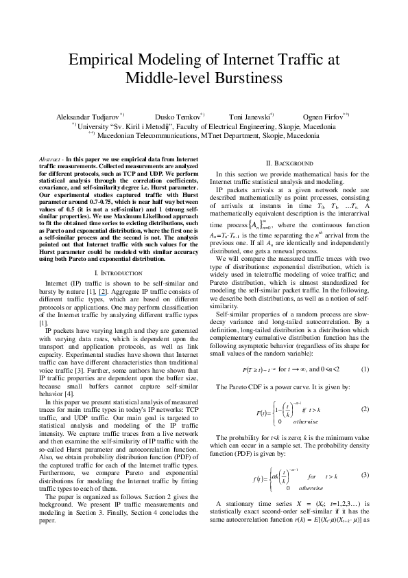 (PDF) Modeling Internet Traffic Burstiness Empirically