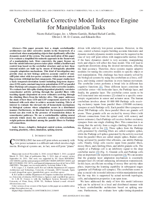 (PDF) Cerebellarlike Corrective Model Inference Engine for Manipulation ...