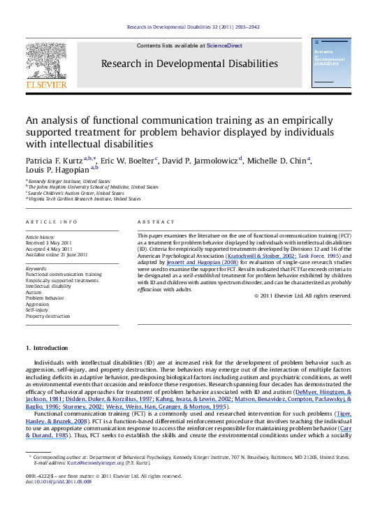 (PDF) An analysis of functional communication training as an ...