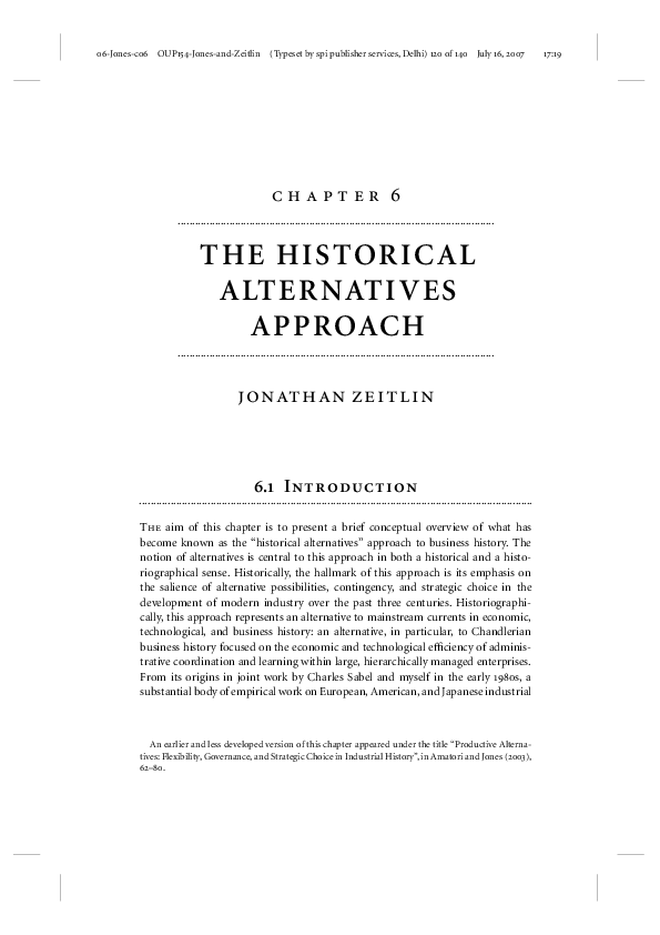 The Historical Alternatives Approach