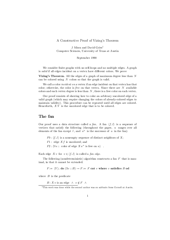 (PDF) A Constructive Proof of Vizing's Theorem