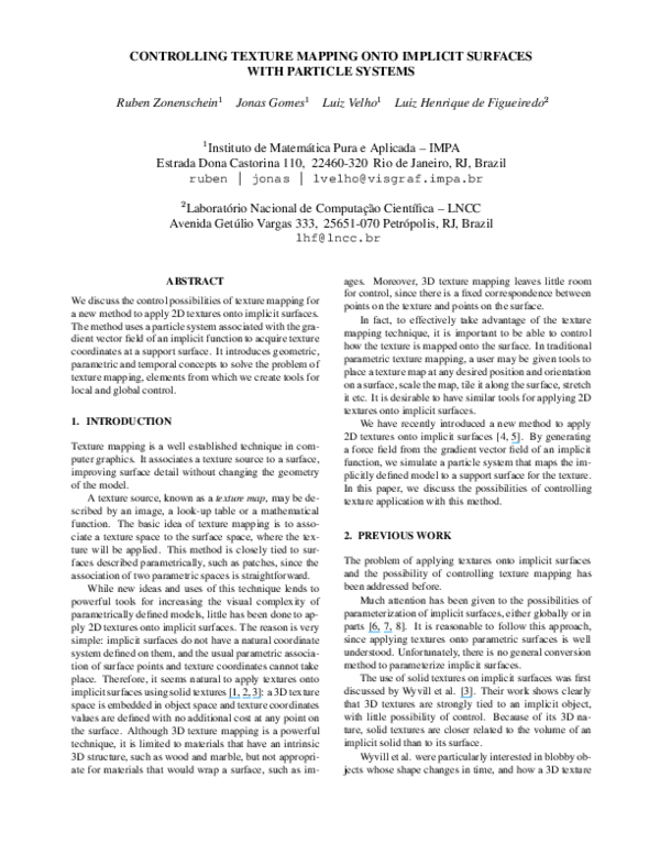 (PDF) CONTROLLING TEXTURE MAPPING ONTO IMPLICIT SURFACES WITH PARTICLE SYSTEMS