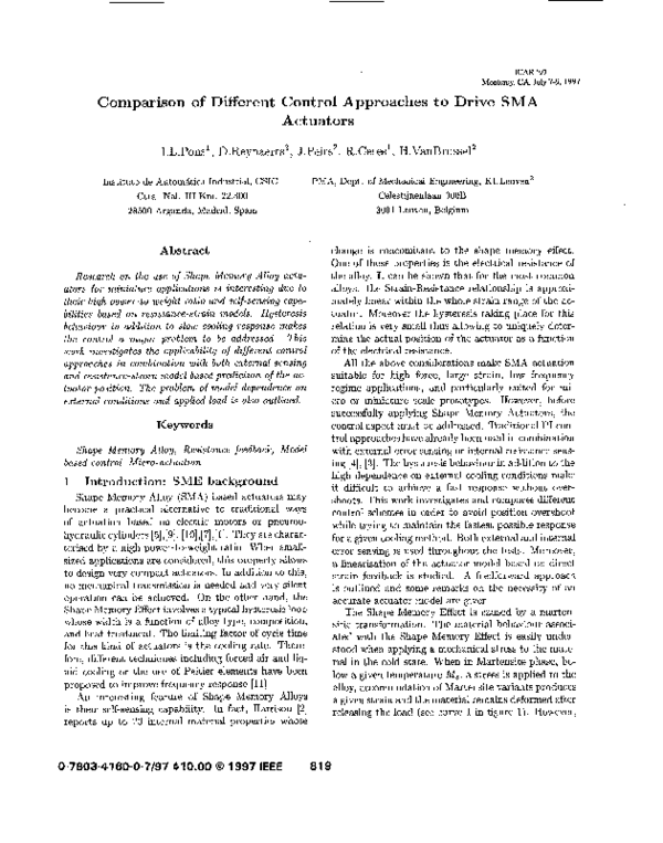 (PDF) Comparison of different control approaches to drive SMA actuators
