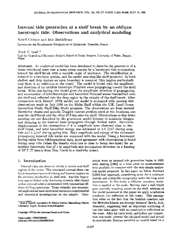 (PDF) Internal tide generation at a shelf break by an oblique ...
