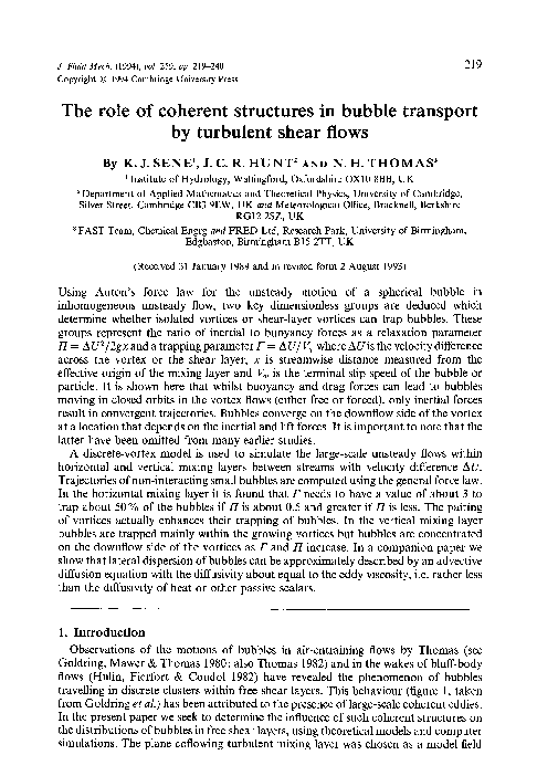 (PDF) The role of coherent structures in bubble transport by turbulent shear flows