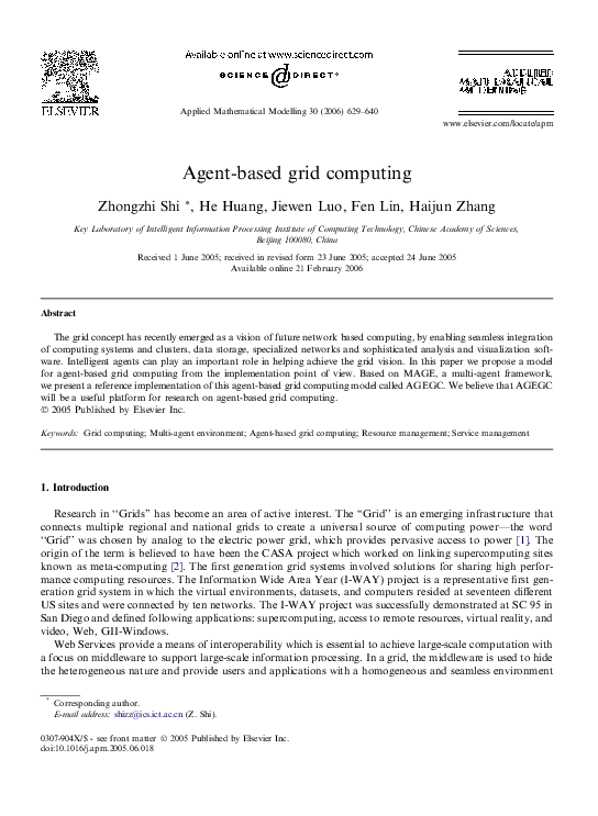 (PDF) Agent-based grid computing