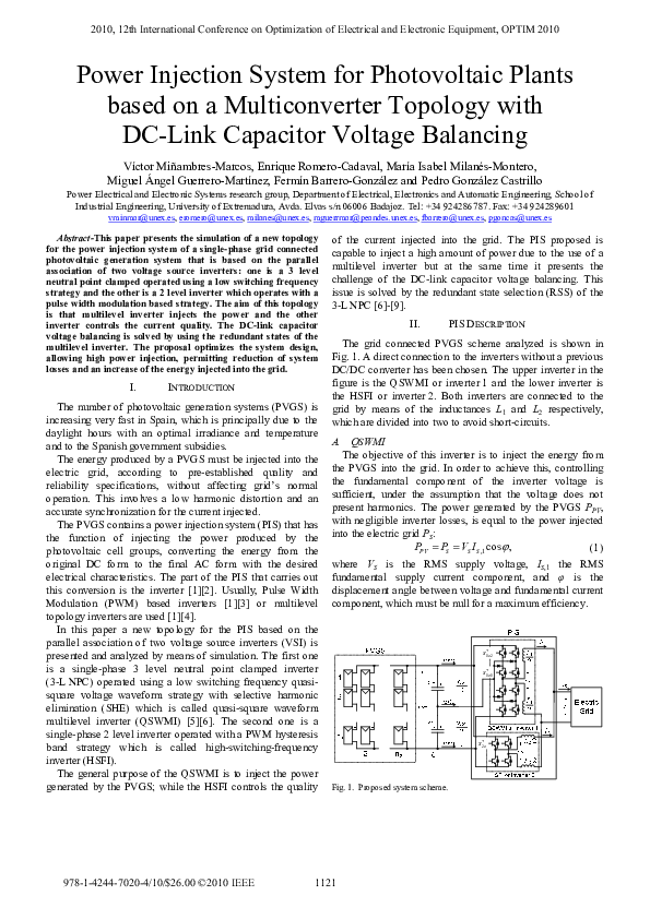 (PDF) Power injection system for photovoltaic plants based on a ...