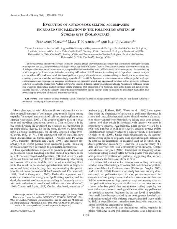 (PDF) Evolution of autonomous selfing accompanies increased ...