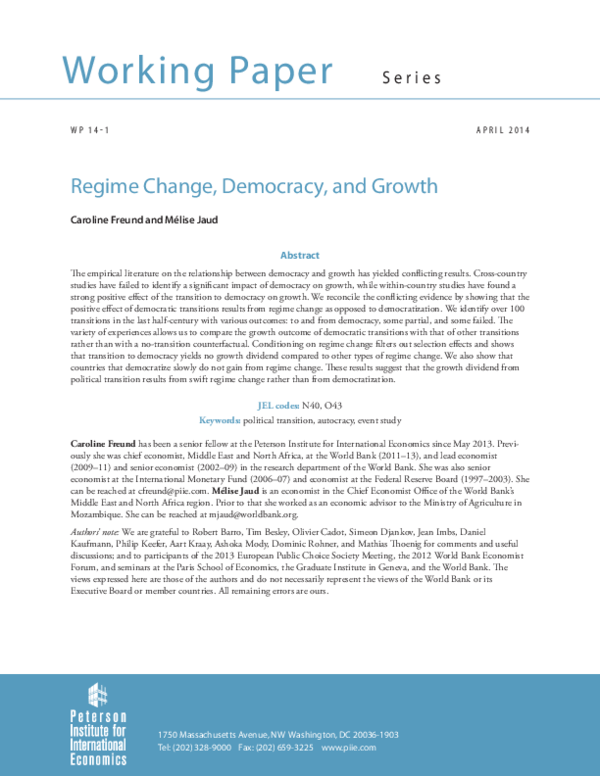 (PDF) Regime Change, Democracy, and Growth