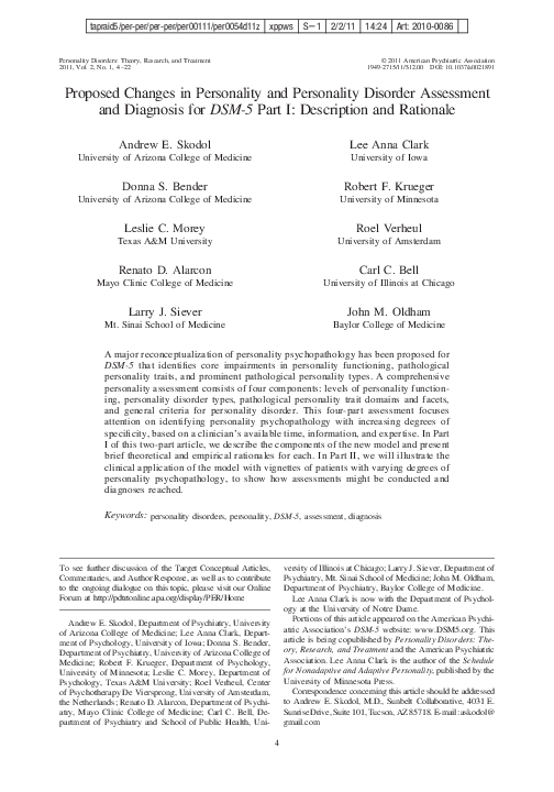 (PDF) Proposed changes in personality and personality disorder ...