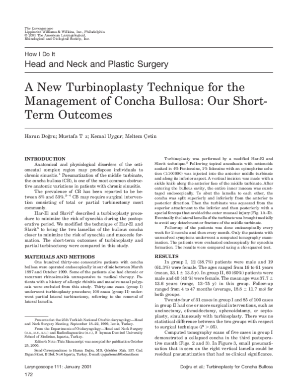 (PDF) A New Turbinoplasty Technique for the Management of Concha ...