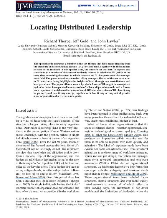 (PDF) Locating Distributed Leadership