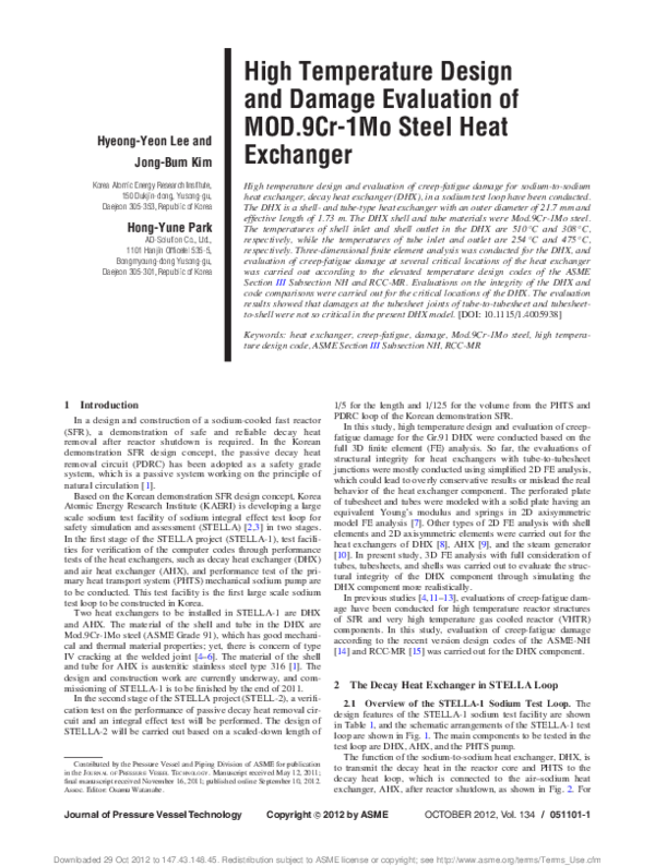 (PDF) High Temperature Design and Damage Evaluation of MOD.9Cr-1Mo ...