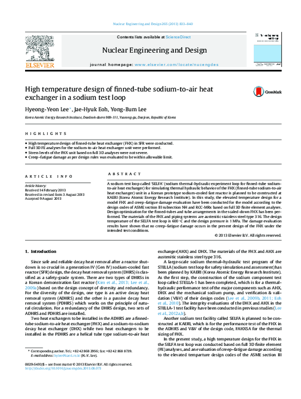 (PDF) High temperature design of finned-tube sodium-to-air heat ...