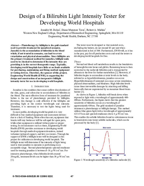 (PDF) Design of a Bilirubin Light Intensity Tester for Developing World ...