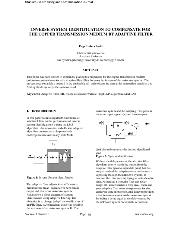 (PDF) INVERSE SYSTEM IDENTIFICATION TO COMPENSATE FOR THE COPPER ...
