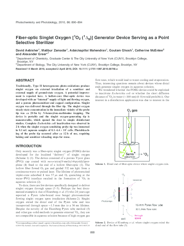 (PDF) Fiber-optic Singlet Oxygen [1O2 (1Δg)] Generator Device Serving ...